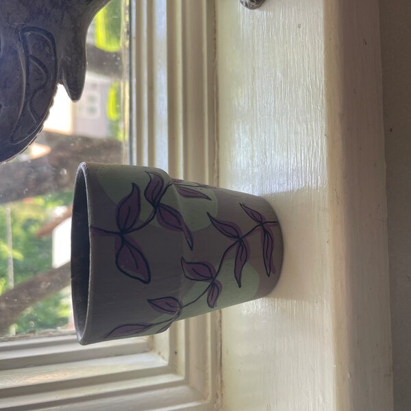 Hand Painted Boho Botanical 4" Terracotta Pot ~ Indoor Planter ~ Home ...