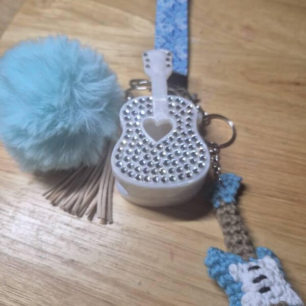 Crochet Guitar Keychain, Electric Guitar Keychain, Acoustic Guitar ...