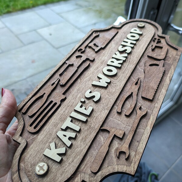 Personalised Name Comic Hanging Wall Door Sign Engraved Man Cave Kids ...