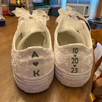 Luxury Ivory Wedding Converse Lace Low Top, Custom Converse Shoes for ...