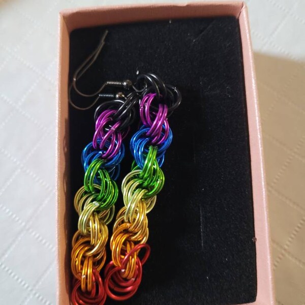 Chainmail Earrings Rainbow Rope Chain for Gay Pride and LGBTQ Support ...