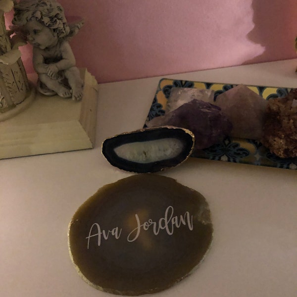 Personalized Engraved Agate Slice | Personalized Gift | Custom Plaque ...
