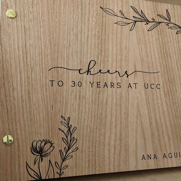 Personalized Retirement Gift, Wooden Guest Book With Custom Engraved ...
