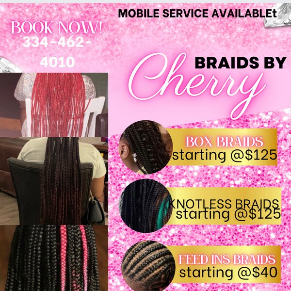 Braids Flyer, DIY Flyer Design Template, Hair Braiding Flyer, Braid ...
