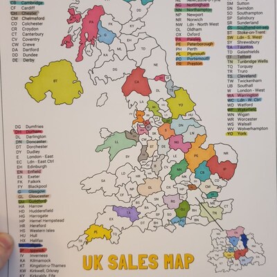 EDITABLE UK Postcode Sales Map, Business Colour in Map, Etsy Sales ...