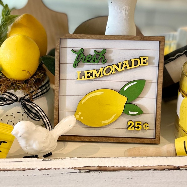 Set of Lemon Mason Jar Decor, Lemon Tiered Tray, Tiered Tray Styling ...