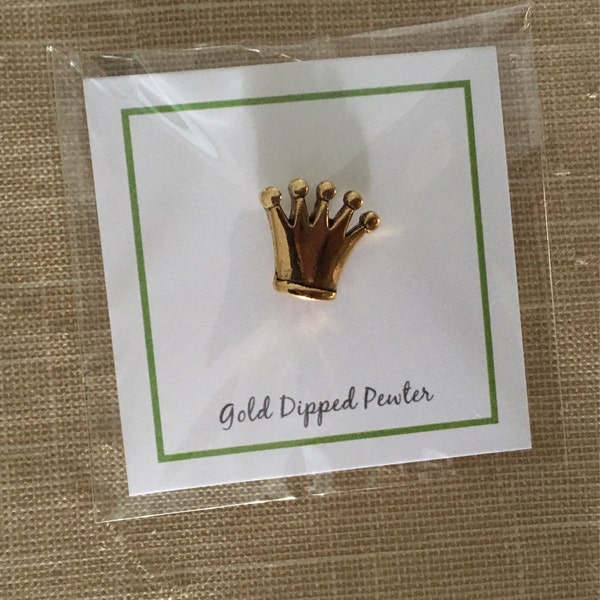 Gold Crown Lapel Pin- CC359G- Crown, Royalty, Princess, Queen, Golden ...