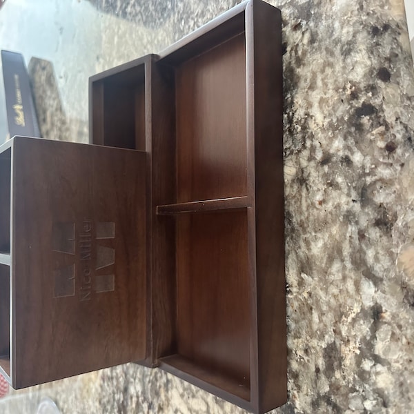 Personalized Premium Walnut Desk Organizer With Multi-compartments ...