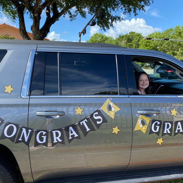 Magnetic Car Decoration Banners in Black, White & Glitter Gold ...