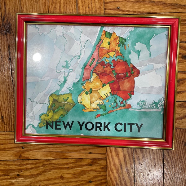 New York City Boroughs Map Art Print - Etsy