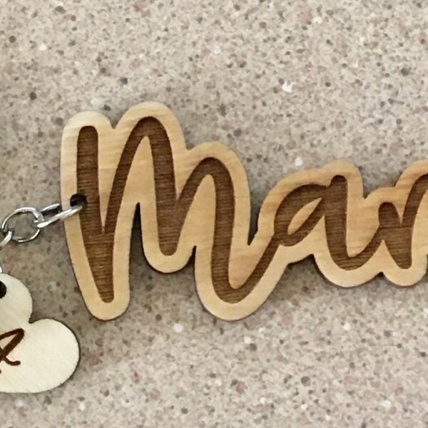 Mama Wooden Initial Heart Keychain Gift for Mom, Mother’s Day Wood ...