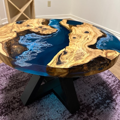 Custom Order Diameter Walnut Clear Round Epoxy Table-dining Table-poker ...