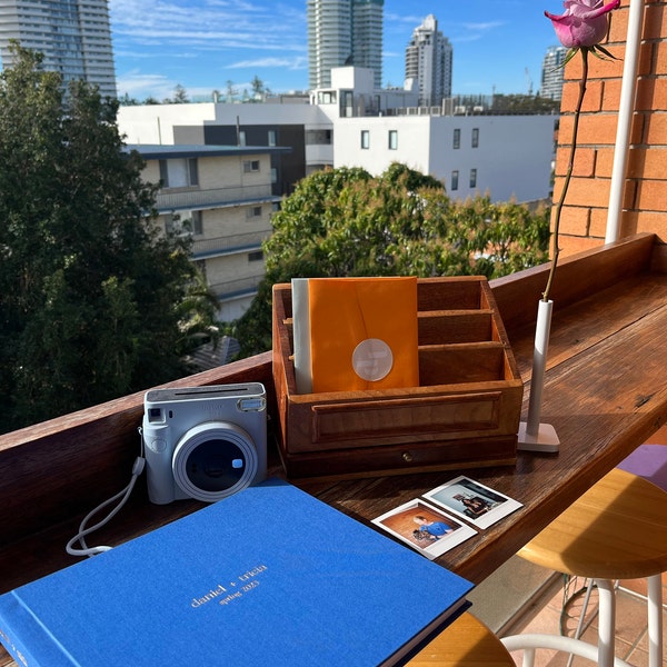 Blue Wedding Guest Book and Album With Gold Lettering | Matisse Blue ...
