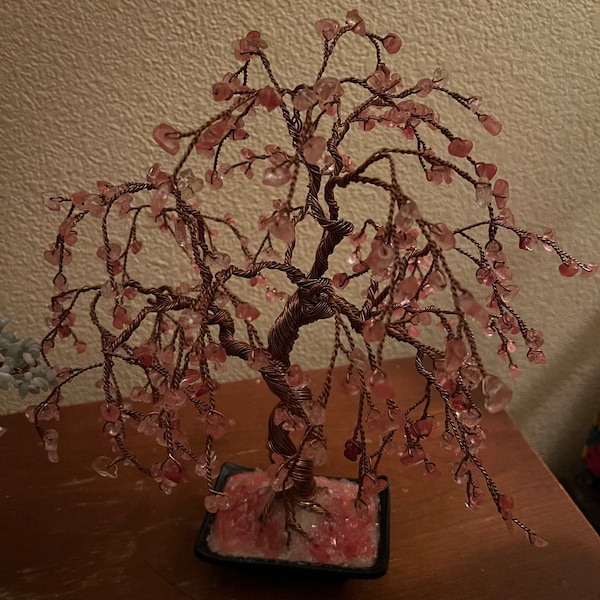 Flowering Bonsai Crystal Tree, Aventurine-rose Quartz Crystal Tree ...