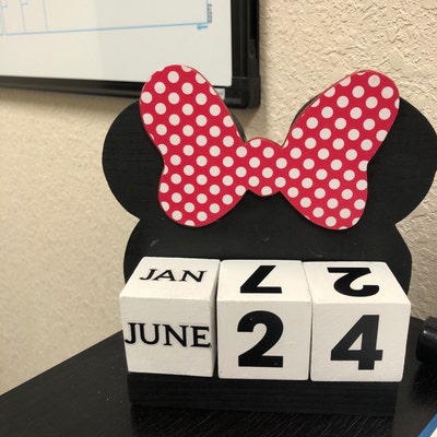 Minnie Mouse Inspired Calendar Perpetual Wood Block Minnie Mouse ...