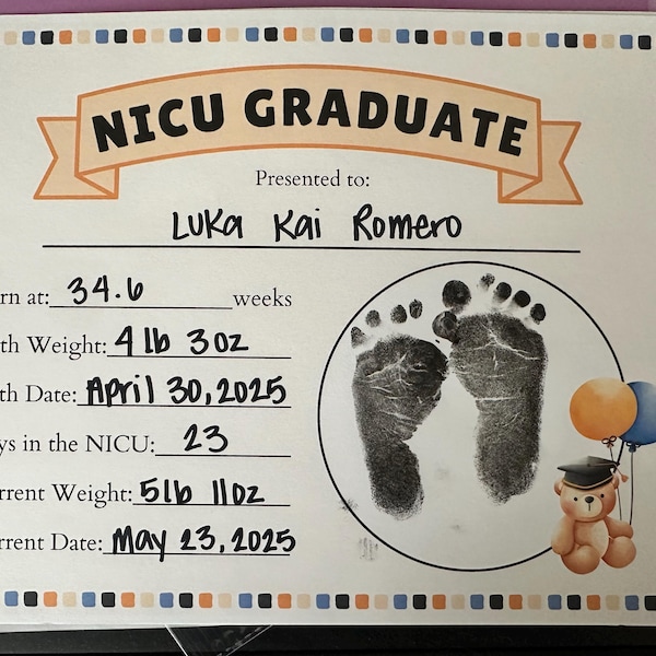 NICU Teddy Bear Graduation Diploma Certificate, SPANISH Included, NICU ...
