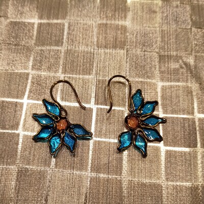 Aros de cobre, aros boho, aros color bronce, aros hippies de resina ...