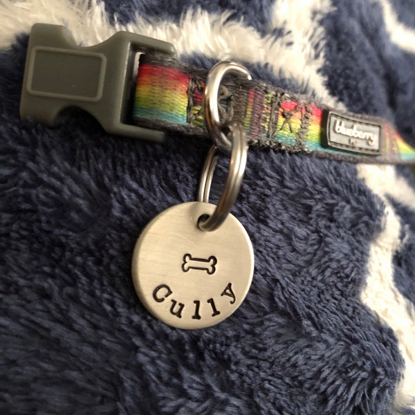 SMALL Dog Tag With Bone - Customized Pet Tag - Small Dog Name Tag - Etsy