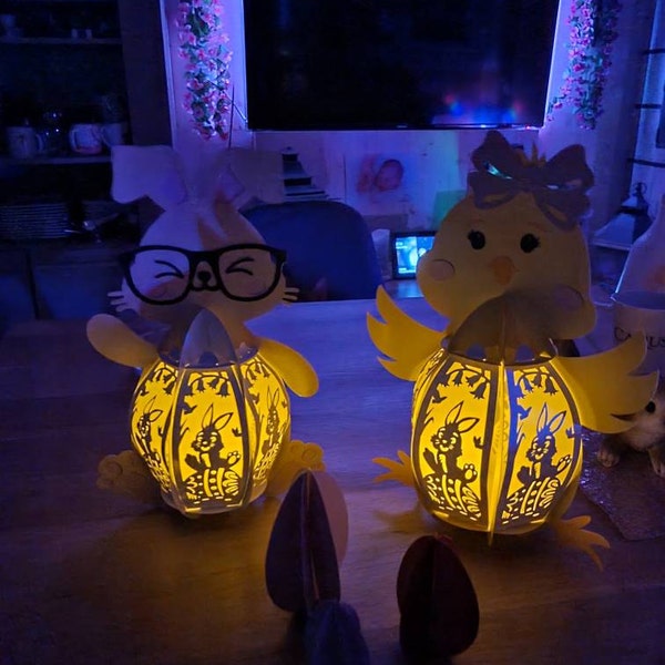 Bunny Lantern V3 PDF, SVG, Studio Template - Bunny Easter Egg Lantern ...