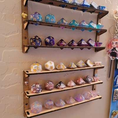 Wooden Wall Mounted Dice Holder and Display for Standard TTRPG Dice Set ...