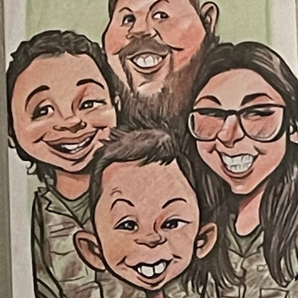 5 Faces Color Caricature Portrait - Etsy
