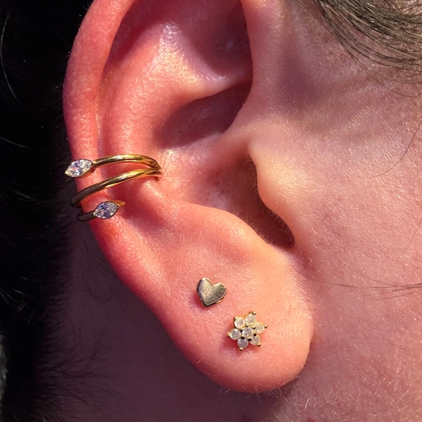 ASTM F136 Titanium Marquise Twist Conch Clicker Hoop, 10mm, 12mm Gold ...