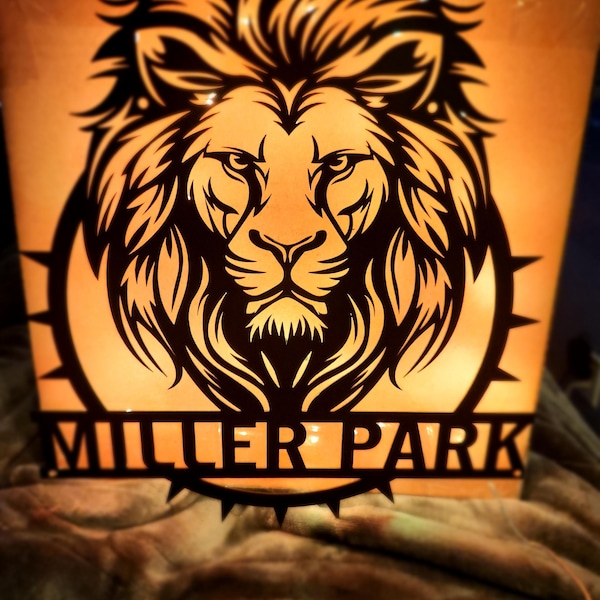 Custom Awesome Lion Metal Wall Art LED Light, Personalized Lion Lover ...