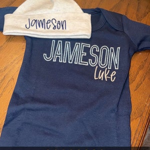 Personalized Navy, Blue, and Beige Newborn Outfit, Coming Home Outfit ...