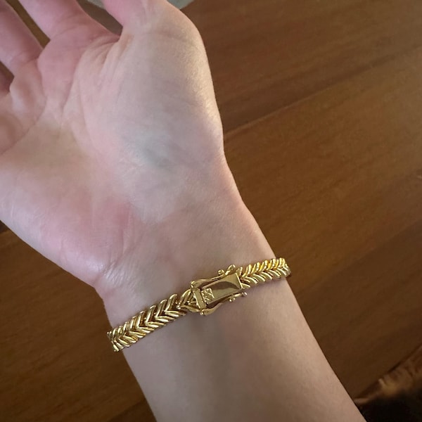 Ribbed Link Chain Bracelet by Caitlyn Minimalist • Chunky Fishtail Link ...