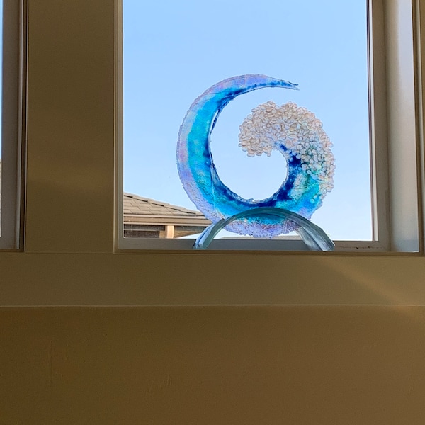 12 Inch Turtle Wave on Glass Arched Stand , 12 X 13 X 5 Inches - Etsy