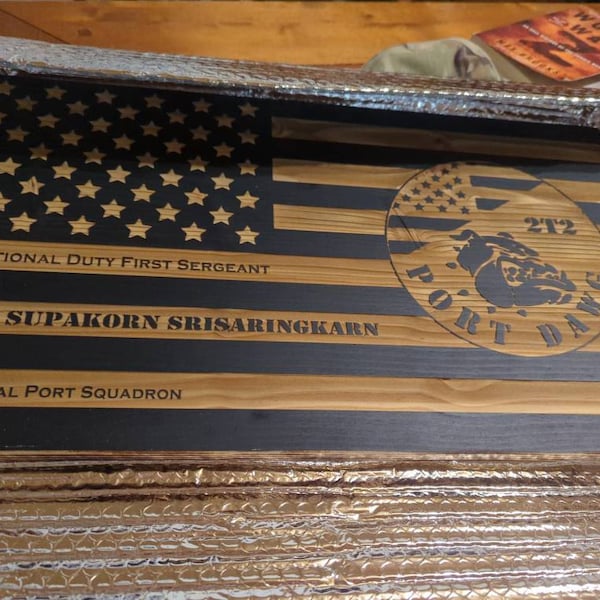 Stained American Flag Plaque - ETS Gift - PCS Gift - Army - Navy ...