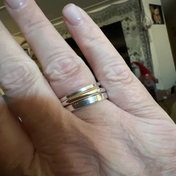 Gold and Silver Rings (3) Stacking Rings, 14k Gold, Sterling Silver ...