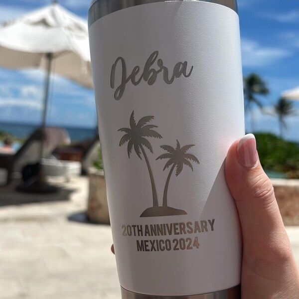 Personalized Beach Tumbler for Girl's Trip, Vacation 20 OZ Tumblers ...