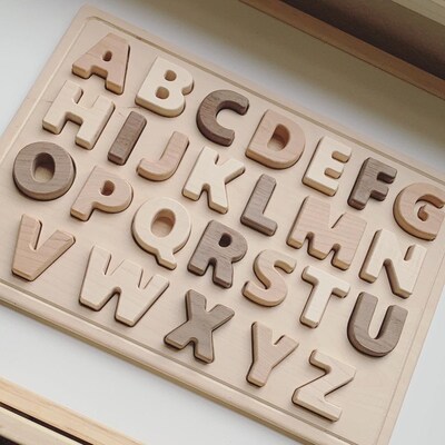 ABC Uppercase Block, Wooden Puzzle Easy for Little Hands to Grip and ...