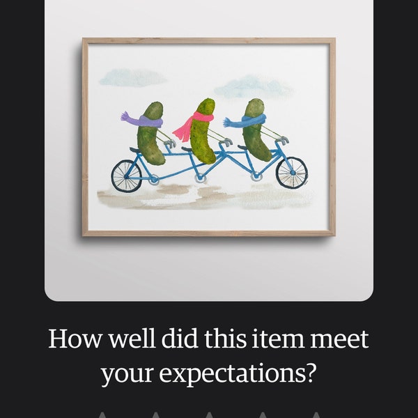 Whimsical Pickles on a Bicycle Built for Three Watercolor Art Print - Etsy
