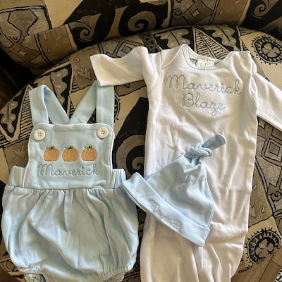 Monogrammed Baby Boy Jon Jon With Balloons and Bunting Flags - Etsy