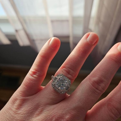 1890s Old European Cut Diamond Art Deco Ring, Target Halo Vintage Ring ...