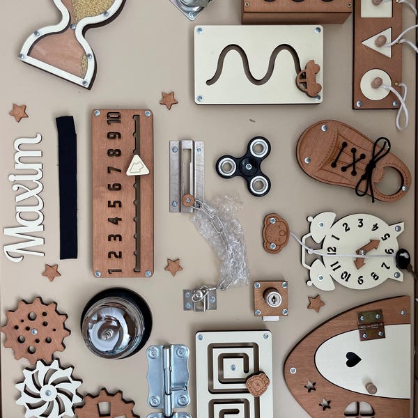 Element to Wooden Busy Board Parts Colorful Spinning Racks Set ...
