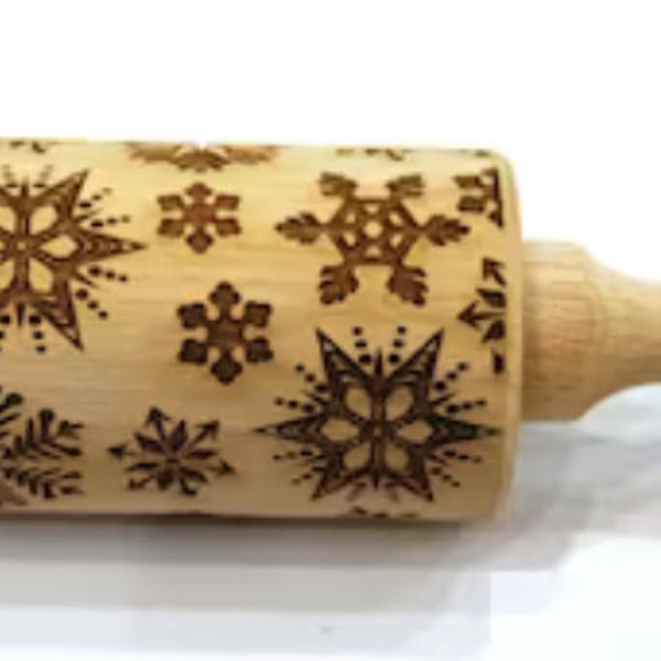 SNOWFLAKE Embossing Rolling Pin, Christmas Gift, Cookie Stamp, Laser ...