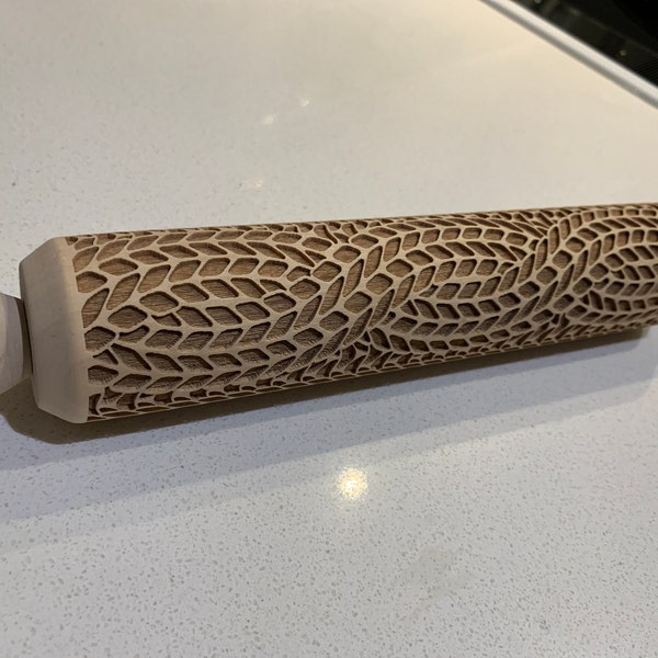 Wooden Rolling Pin "tracery Flower" Design Laser Cut Pattern Embossing ...