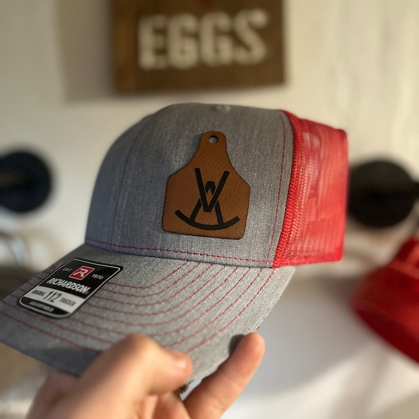 Custom Ranch Brand Leather Hats, Cattle Brand Hat Leather Patch Hat ...