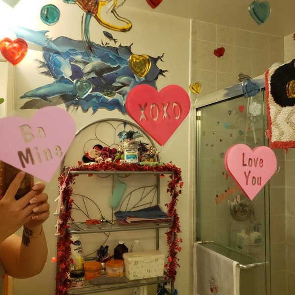 Set of 3 Heart Message Window Clings - St. Valentine’s Day Window ...