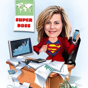 Cartoon Lady Boss Portrait, Bosses Day, Bosses Day Gift for Women, Boss ...
