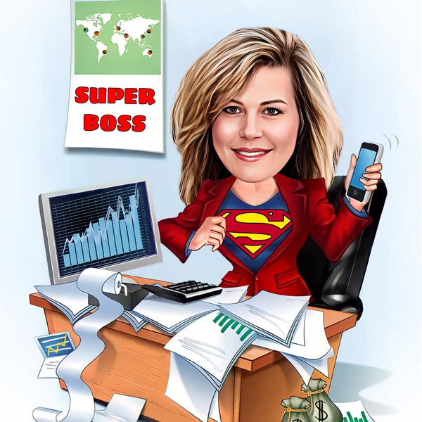 Cartoon Lady Boss Portrait, Bosses Day, Bosses Day Gift for Women, Boss ...