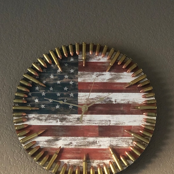 Original Patriotic Flag & Bullet Clock. the Ultimate Veteran Gift and ...