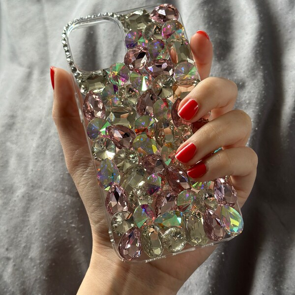 Stunning New Handmade Clear Gem Stone With White Flower Case Cover ...