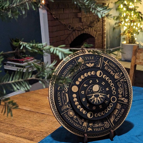 Pagan Wheel of the Year Calendar Black Goth | Wiccan Neo Pagan Sabbats ...