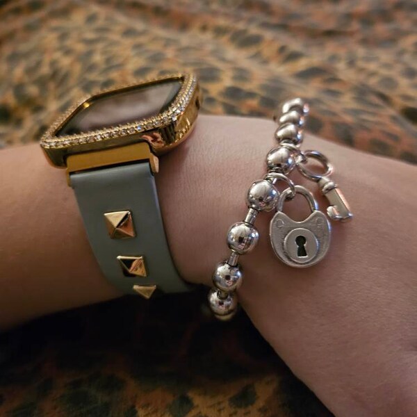 Womens Chunky Padlock and Key Ball Chain Bracelet, Silver Ball Chain ...