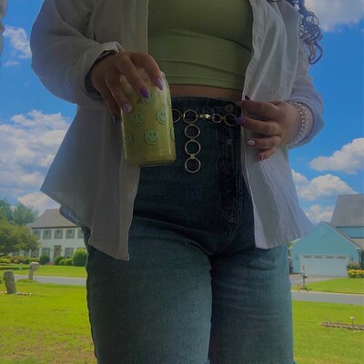 Sage Green Smiley Face Iced Coffee Glass Cup - Etsy