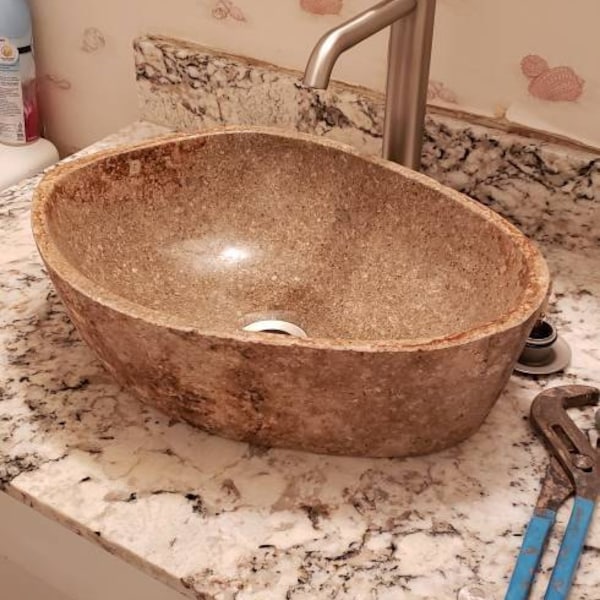 Natural River Stone Sink, Small Model: 13-15 Inches, Stone Sink ...